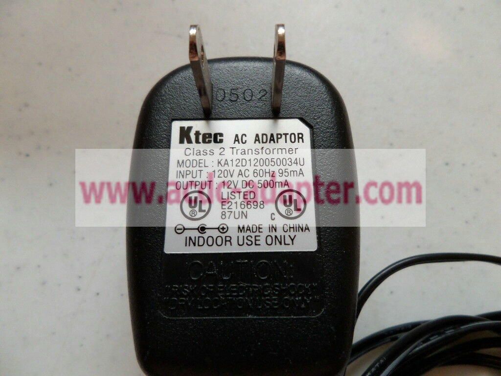New Ktec KA12D120050034U Class 2 Transformer AC Adapter DC 12V 500mA ...